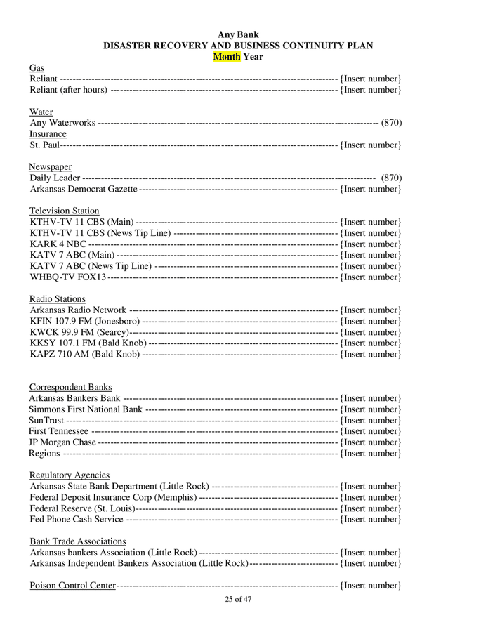 Bank disaster recovery and continuity plan template in Word and Pdf ...