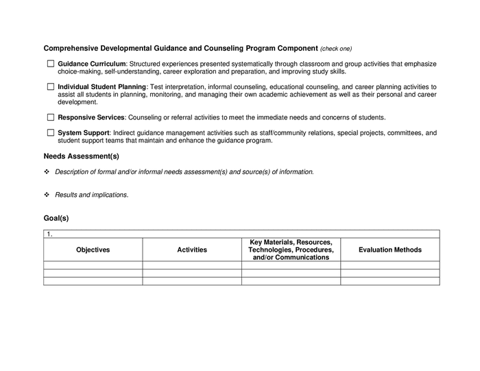 School guidance and counseling LRP template in Word and Pdf formats ...