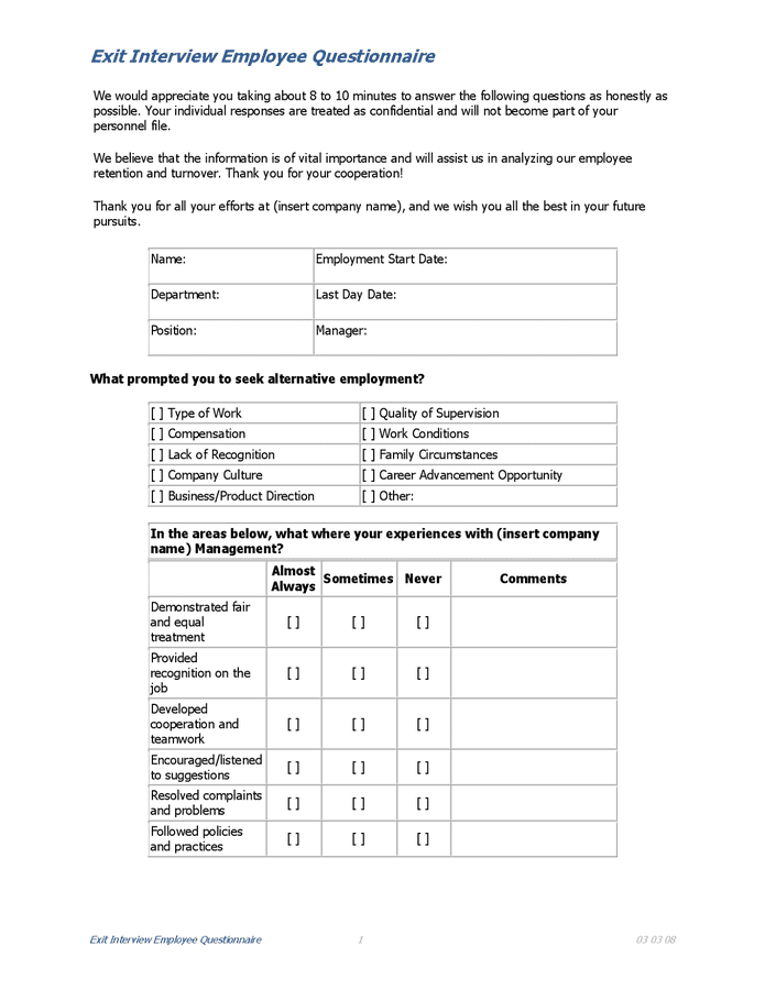 Questionnaire Template - download free documents for PDF, Word and Excel