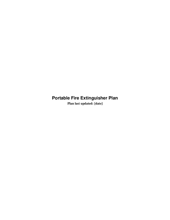Portable fire extinguisher plan template in Word and Pdf formats