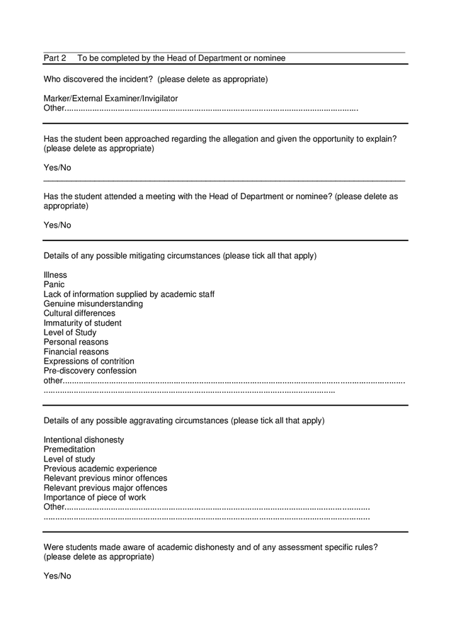 Academic Dishonesty Form Example In Word And Pdf Formats Page 3 Of 5 Academic Dishonesty Form Example In Word And Pdf Formats Page 3 Of 5