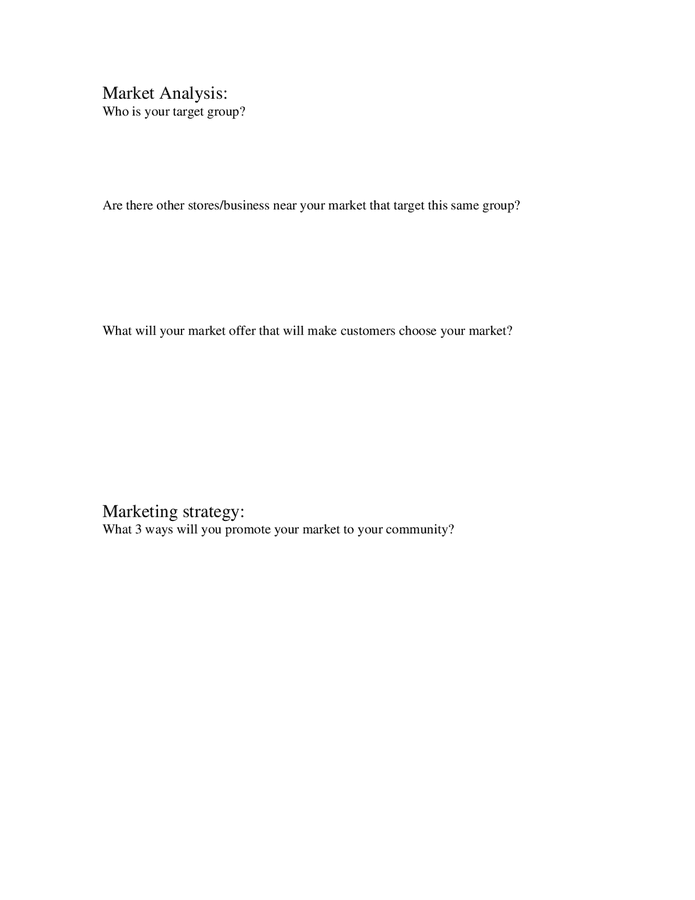 Simple business plan template for good food market in Word and Pdf ...