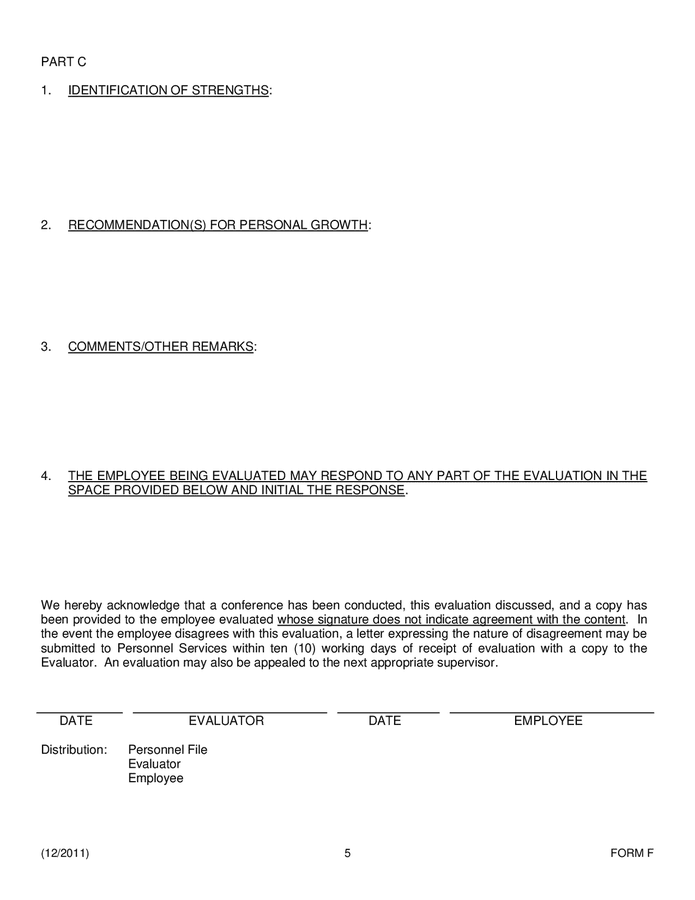 School employee performance evaluation template in Word and Pdf formats ...