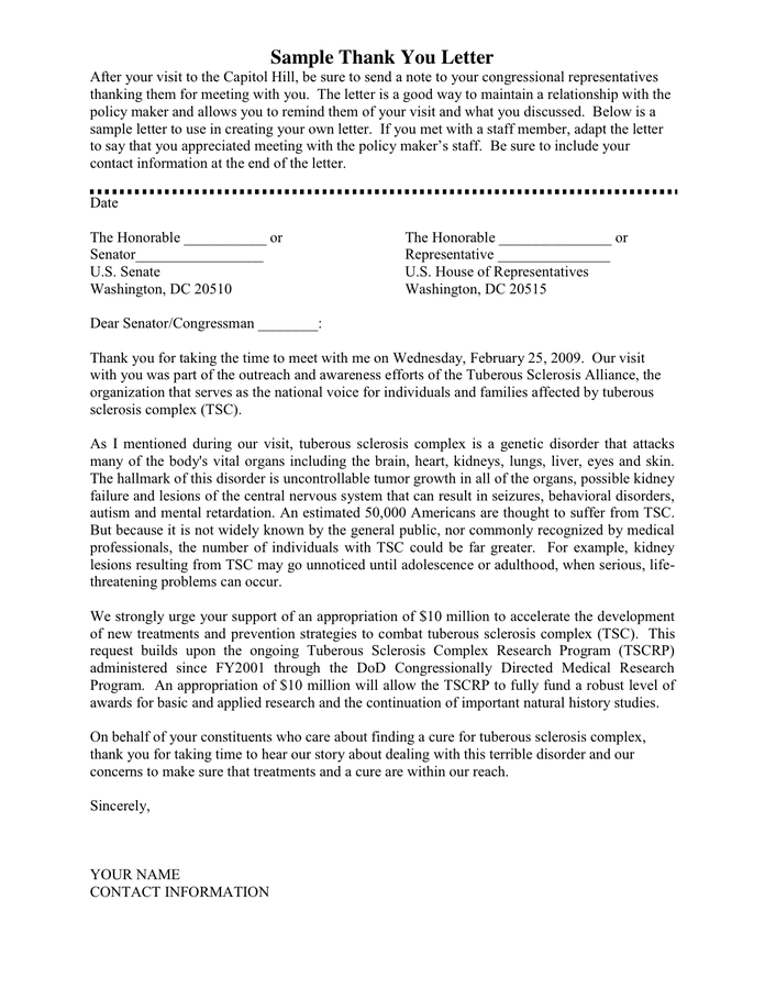 Thank You Letter in Word and Pdf formats