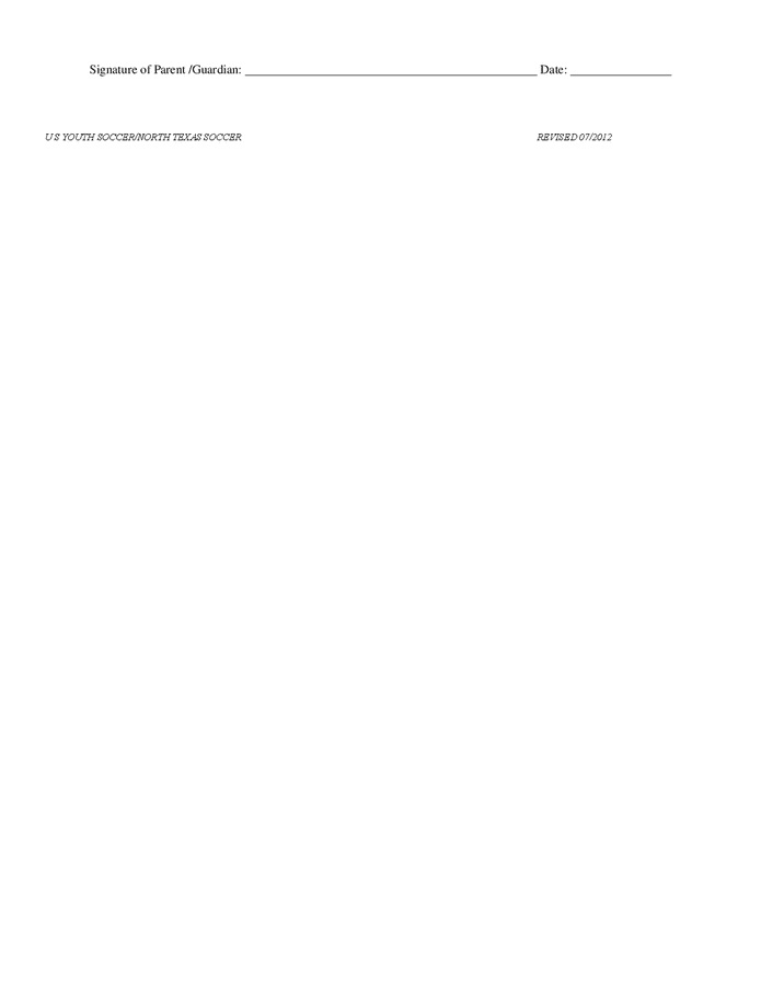 Soccer medical release form in Word and Pdf formats - page 2 of 2