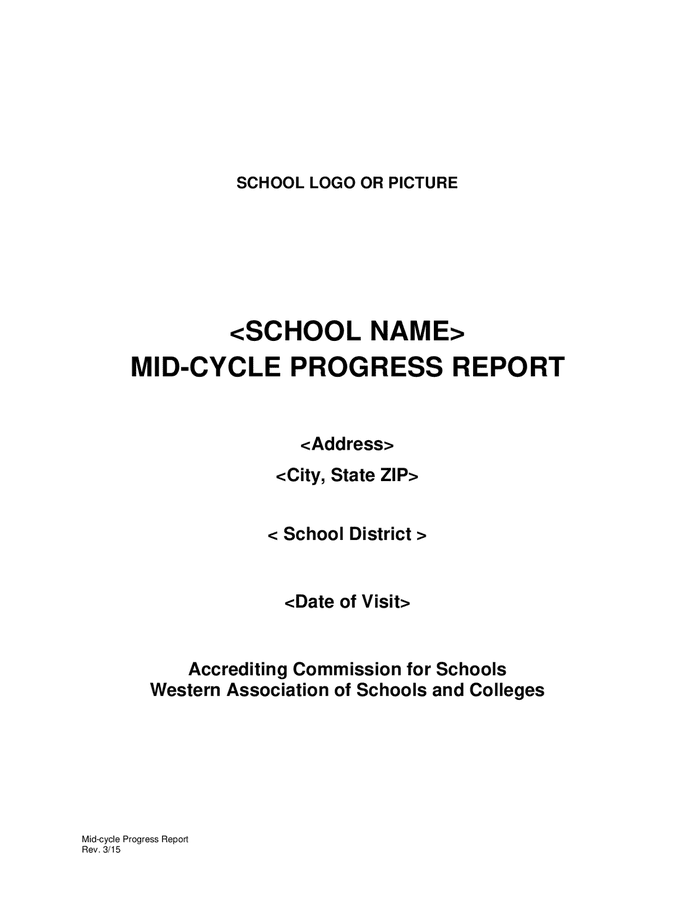 School mid-cycle progress report template in Word and Pdf formats