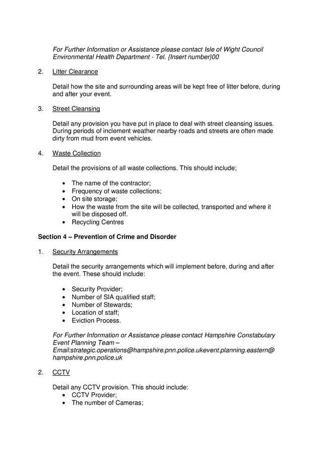 Outdoor event management plan template in Word and Pdf formats - page 5 ... Outdoor event management plan template in Word and Pdf formats - page 5 ...
