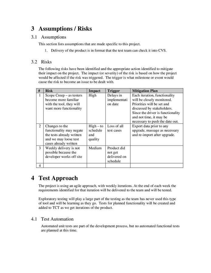 Test Plan Example In Word And Pdf Formats Page 4 Of 5 Test Plan Example In Word And Pdf Formats Page 4 Of 5