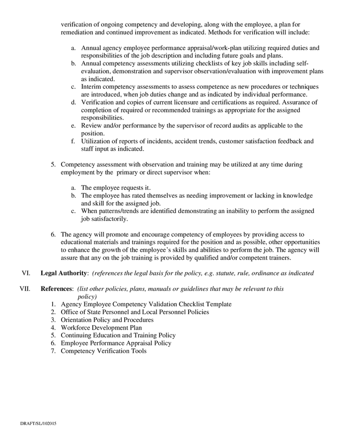 Employee competency validation policy in Word and Pdf formats - page 2 of 3 Employee competency validation policy in Word and Pdf formats - page 2 of 3
