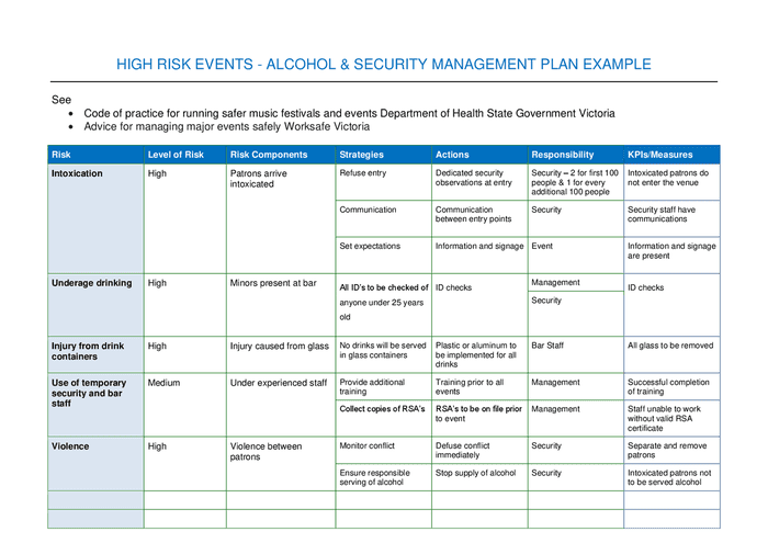 Risk Management Plan Template - download free documents for PDF, Word ...