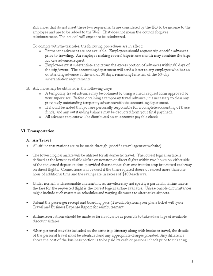 Sample travel and business expense policies and procedures in Word and ...