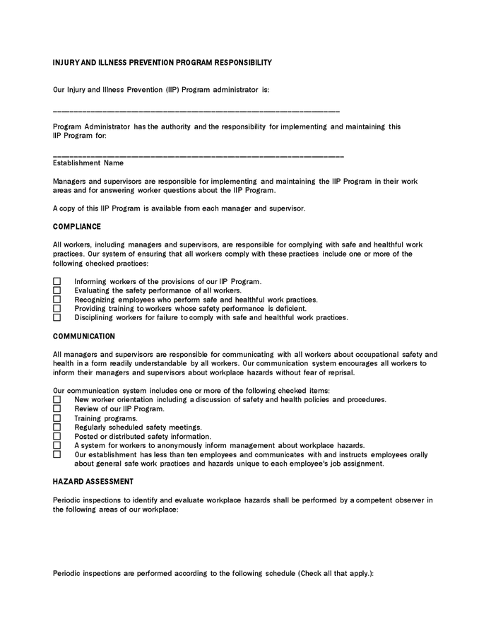 IIPP Model Template In Word And Pdf Formats Page 2 Of 9