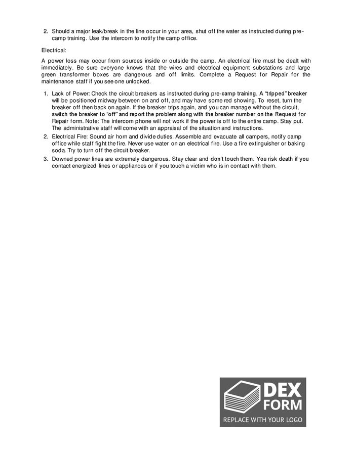 Sample Emergency Procedures In Word And Pdf Formats Page 6 Of 6