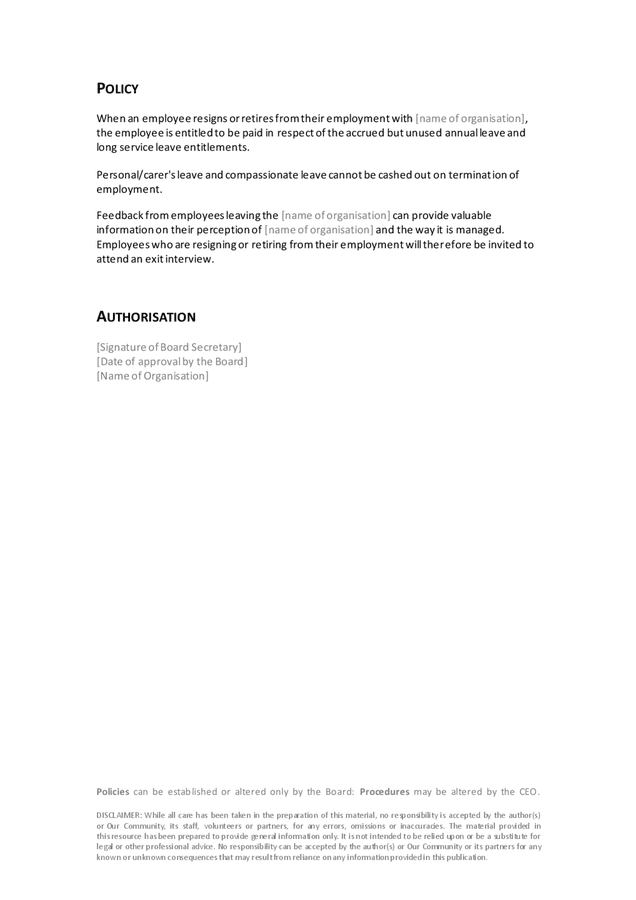Resignation and retirement policy in Word and Pdf formats - page 2 of 5