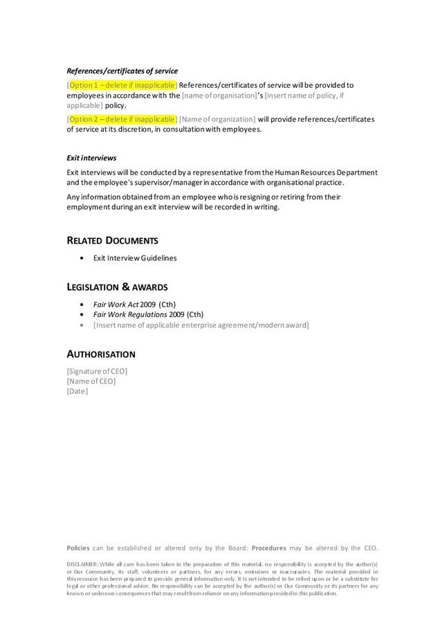 Resignation and retirement policy in Word and Pdf formats - page 5 of 5