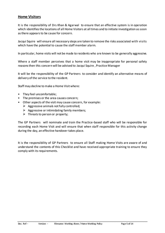 Home working policy sample in Word and Pdf formats - page 5 of 14