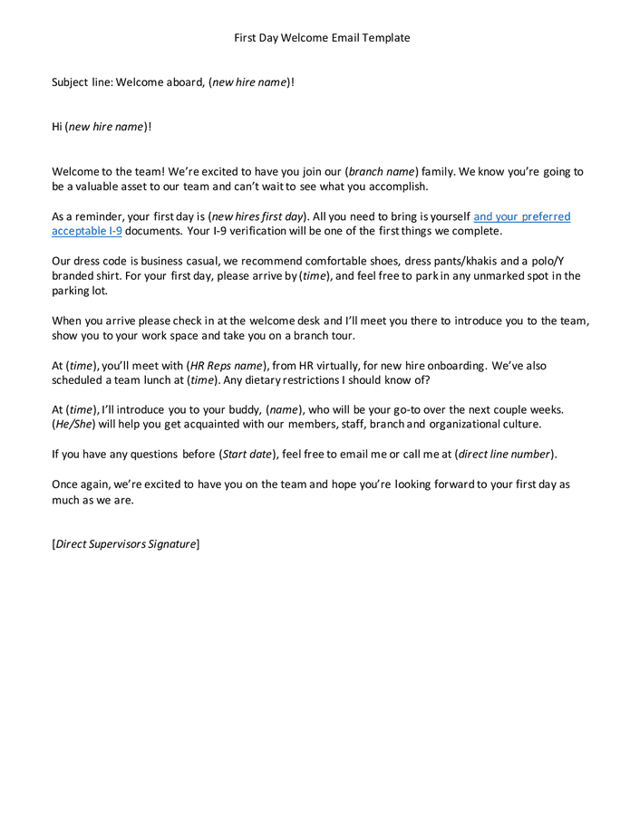 New hire welcome checklist in Word and Pdf formats - page 2 of 4