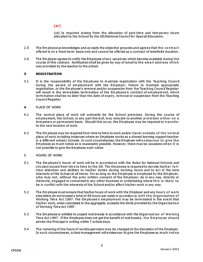 Contract of employment for teacher - fixed term in Word and Pdf formats ...