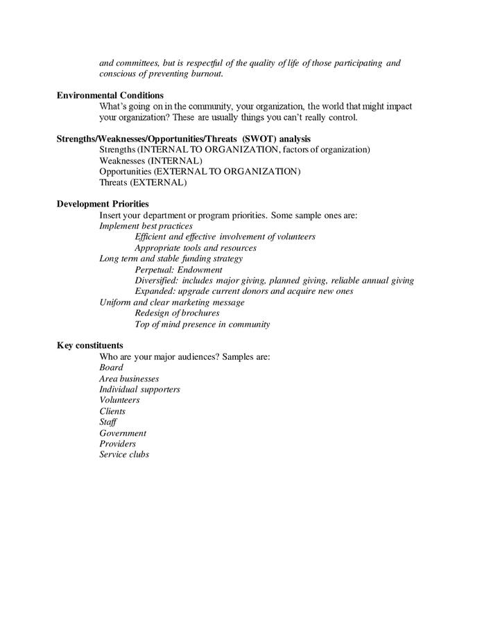 Development plan of an organization in Word and Pdf formats - page 2 of 3