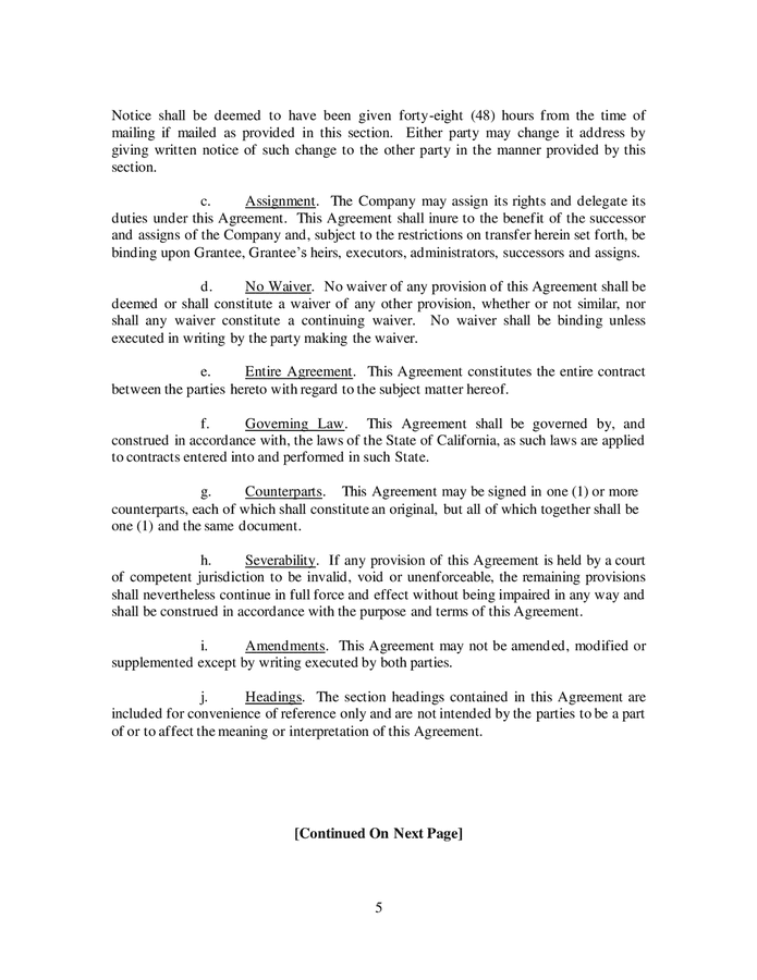 Stock bonus agreement (California corporation) in Word and Pdf formats ...