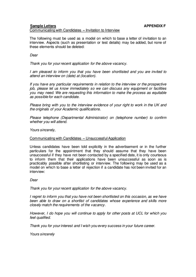 Recruitment selection letters in Word and Pdf formats Recruitment selection letters in Word and Pdf formats