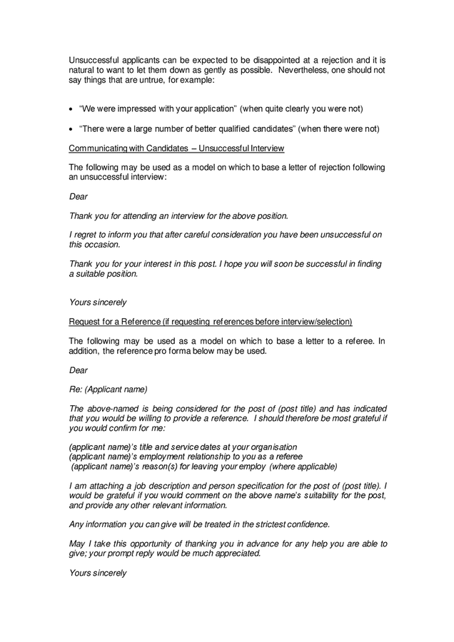 Recruitment selection letters in Word and Pdf formats - page 2 of 5 Recruitment selection letters in Word and Pdf formats - page 2 of 5
