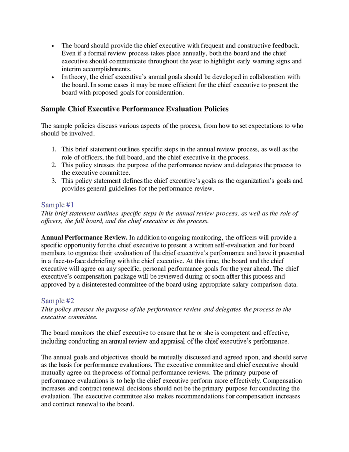 Chief executive performance evaluation policy in Word and Pdf formats ...