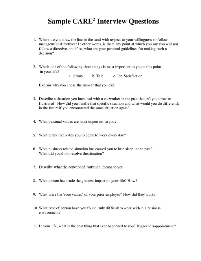 Sample interview questions in Word and Pdf formats - page 2 of 7