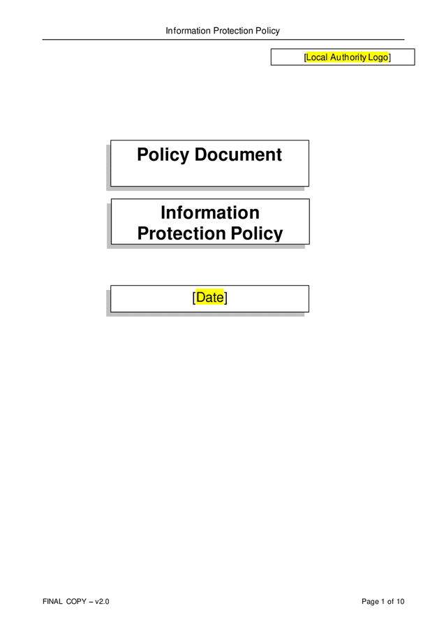 Information protection policy in Word and Pdf formats
