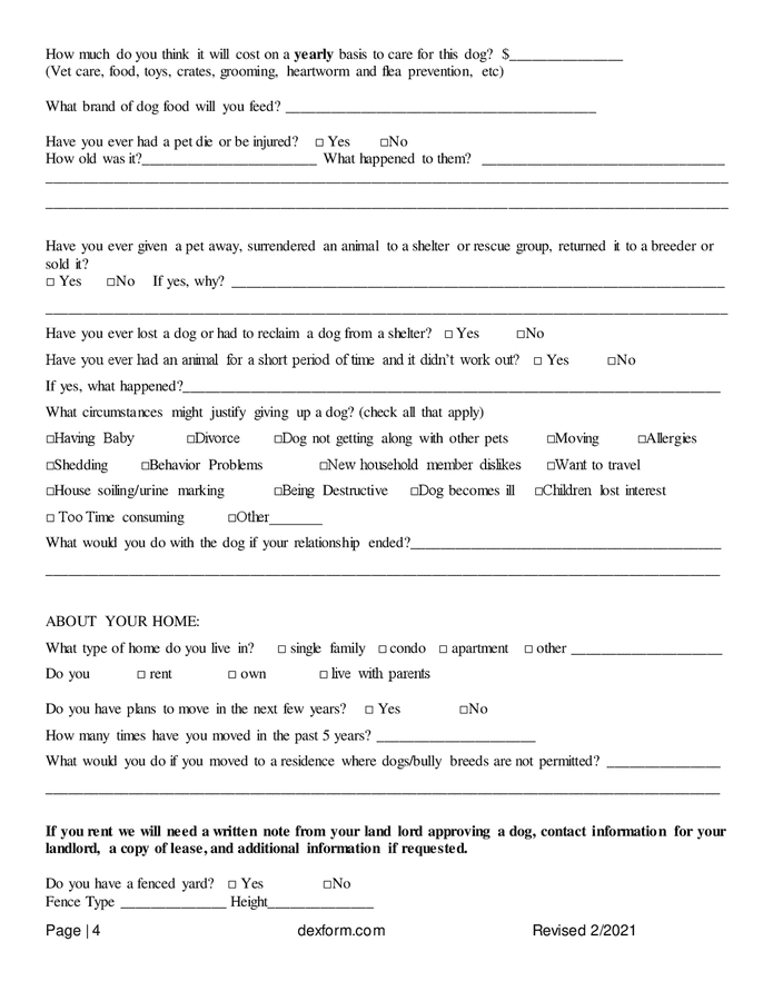 Sample adoption/foster application form in Word and Pdf formats - page ...