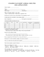 Animal shelter dog application form in Word and Pdf formats