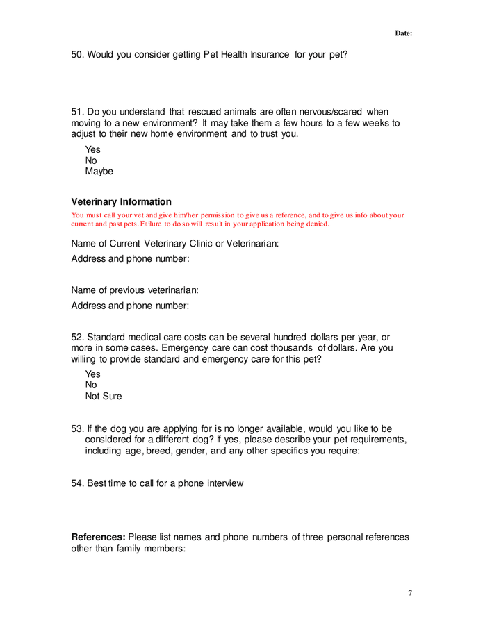 Adopt-a-stray form in Word and Pdf formats - page 7 of 8