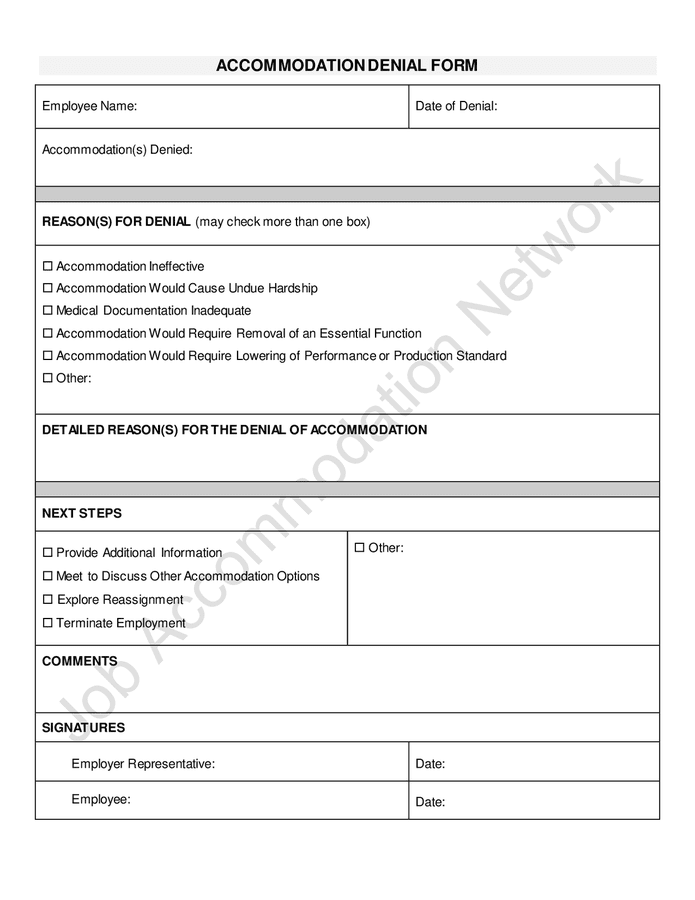 Accommodation denial form in Word and Pdf formats Accommodation denial form in Word and Pdf formats