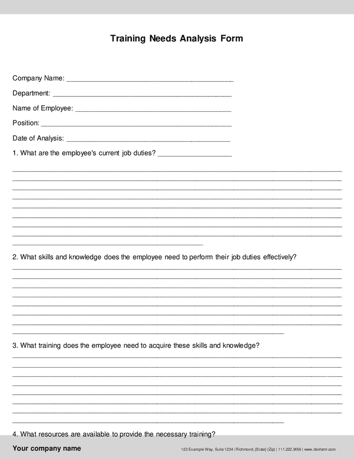 Training Needs Analysis Form In Word And Pdf Formats Training Needs Analysis Form In Word And Pdf Formats