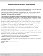 Electronic communication policy acknowledgment in Word and Pdf formats