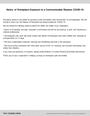 Notice of workplace exposure to a communicable disease Covid-19 in Word ...