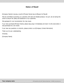 notice of recall