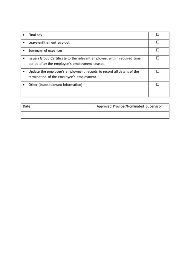 Termination checklist in Word and Pdf formats - page 4 of 4