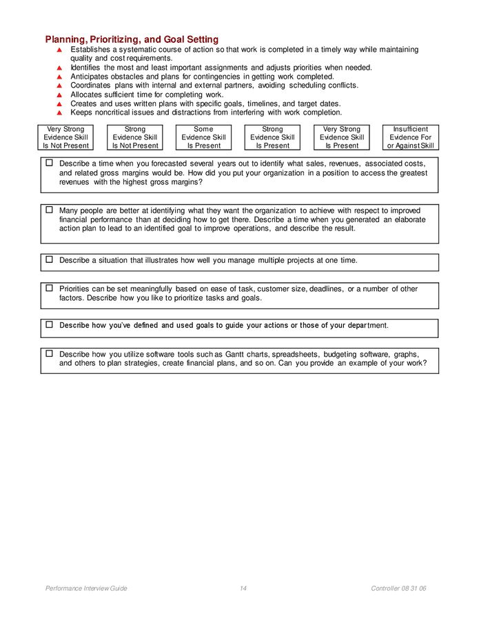 Performance skills interview guide in Word and Pdf formats - page 14 of 14