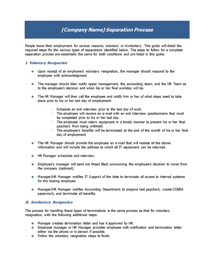 Company separation process in Word and Pdf formats