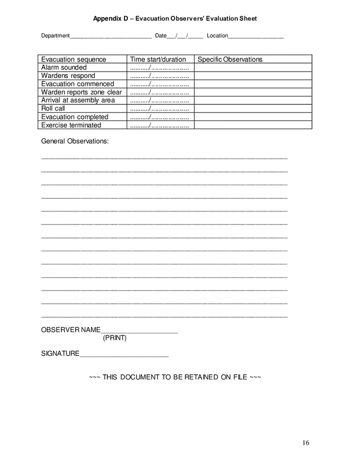 Emergency response plan template in Word and Pdf formats - page 16 of 20