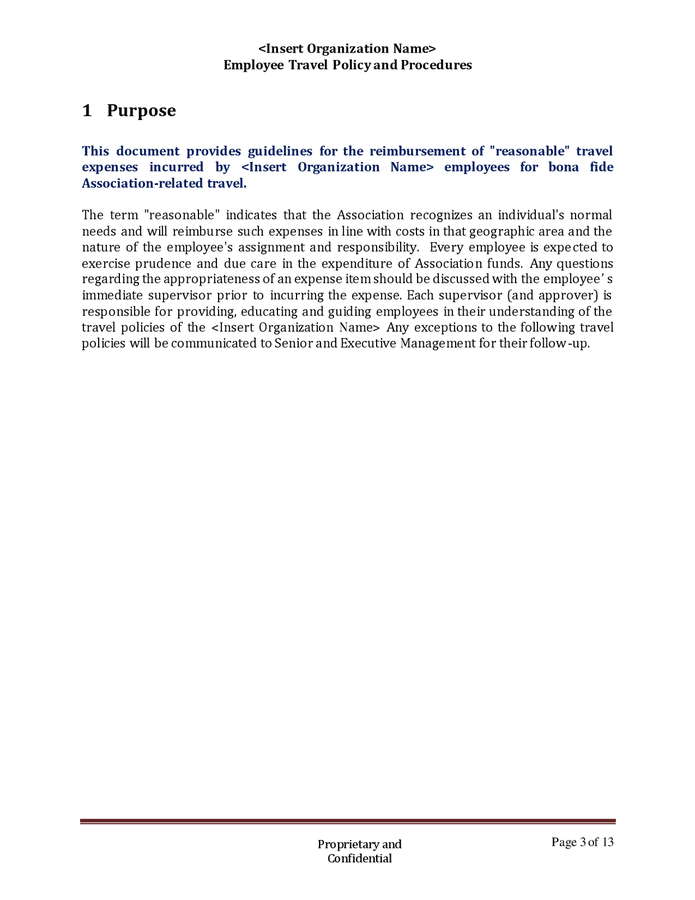 Employee travel policy and procedures in Word and Pdf formats - page 3 ...