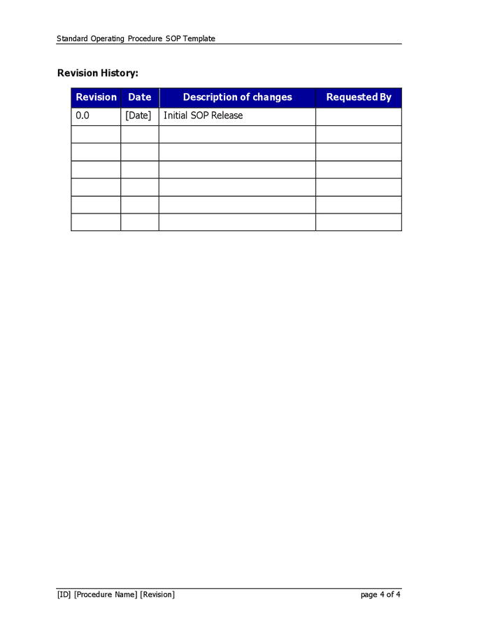 Standard operating procedure - SOP template in Word and Pdf formats ... Standard operating procedure - SOP template in Word and Pdf formats ...
