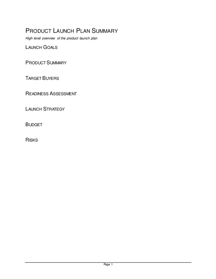 Product launch plan in Word and Pdf formats - page 5 of 17