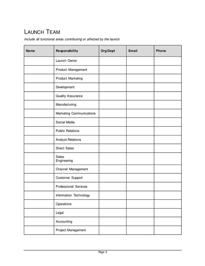 Product launch plan in Word and Pdf formats - page 6 of 17