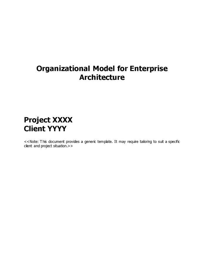 Organizational model for enterprise architecture in Word and Pdf formats