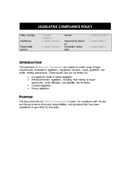 Compliance Policies - download free documents for PDF, Word and Excel