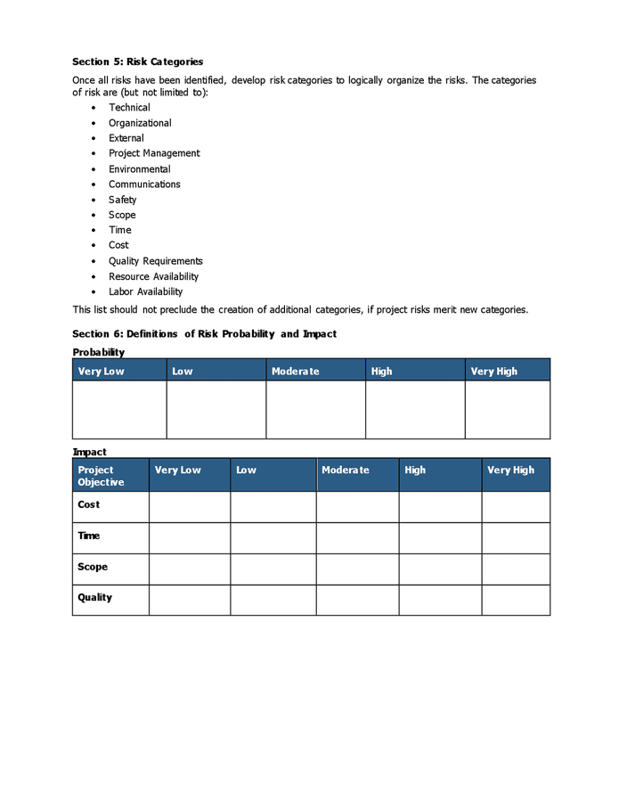 Risk management plan template in Word and Pdf formats - page 4 of 6