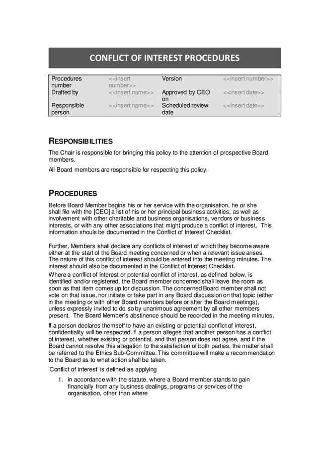Conflict of interest policy in Word and Pdf formats - page 3 of 6