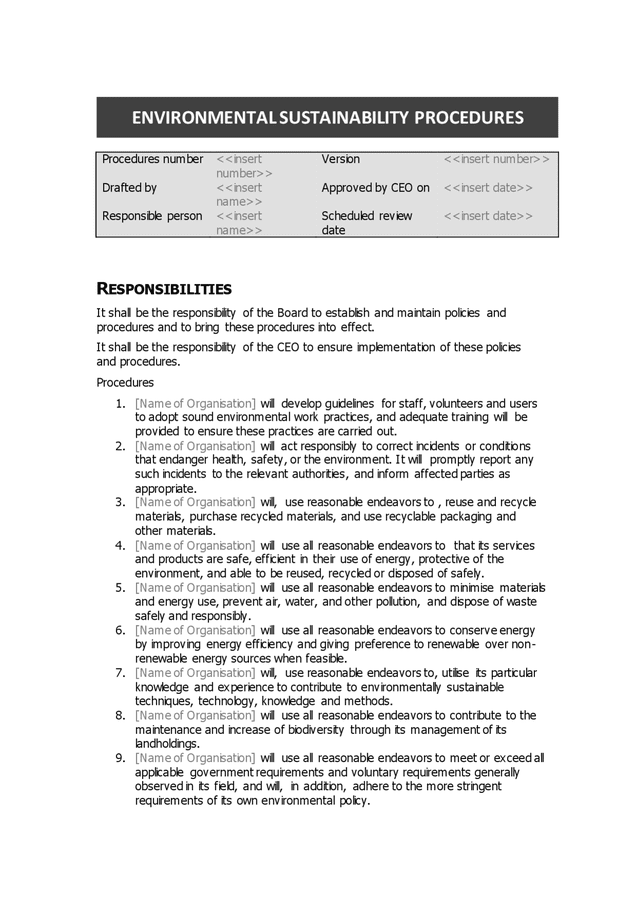 Environmental sustainability policy in Word and Pdf formats - page 3 of 4
